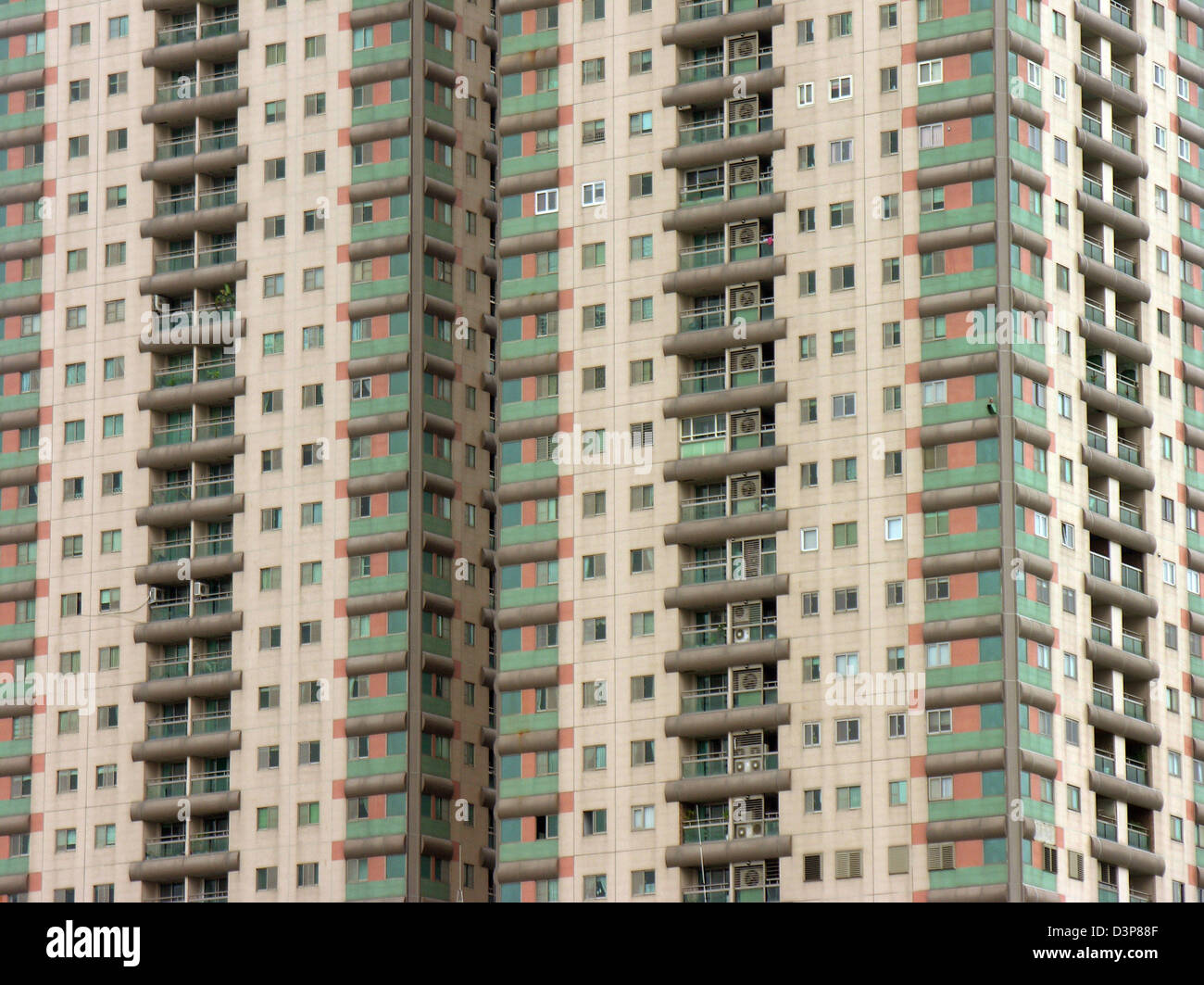 The picture shows the claddings of two appartment buildings in Taiwan's ...