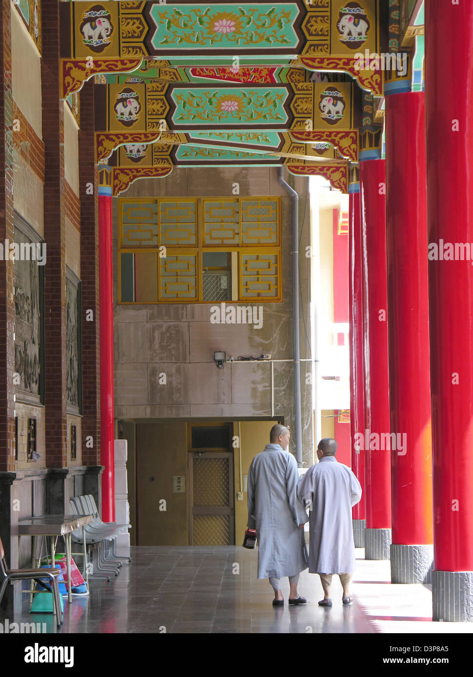 Buddhist monks pictured in the cloister Yuanheng in Kao-hsiung, Taiwan ...