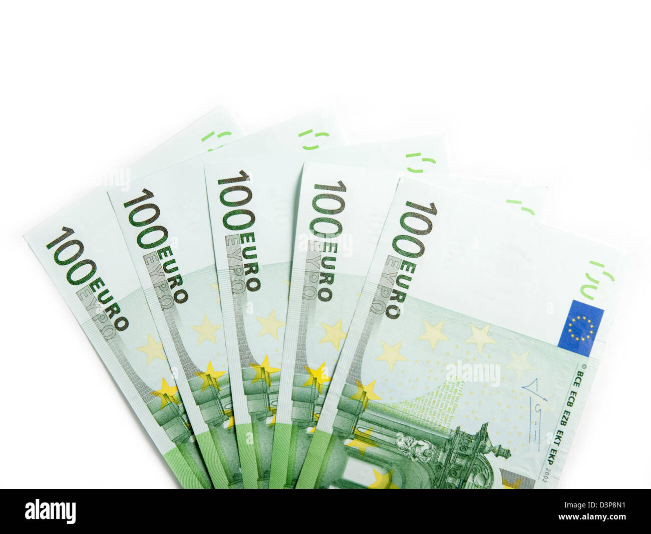 Hundred euro banknotes isolated on white background Stock Photo - Alamy