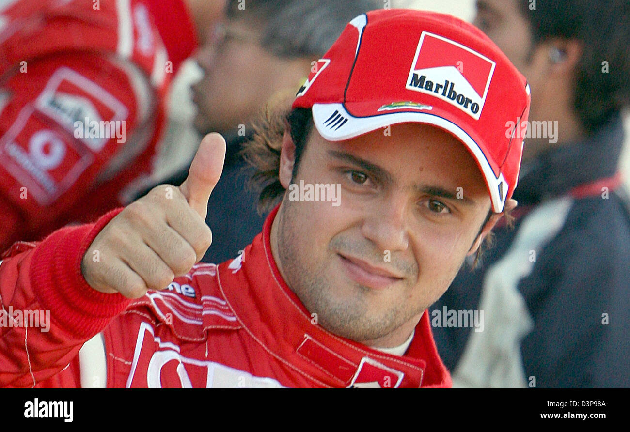 Brazilian Formula One pilot Felipe Massa of Ferrari F1 is happy after ...