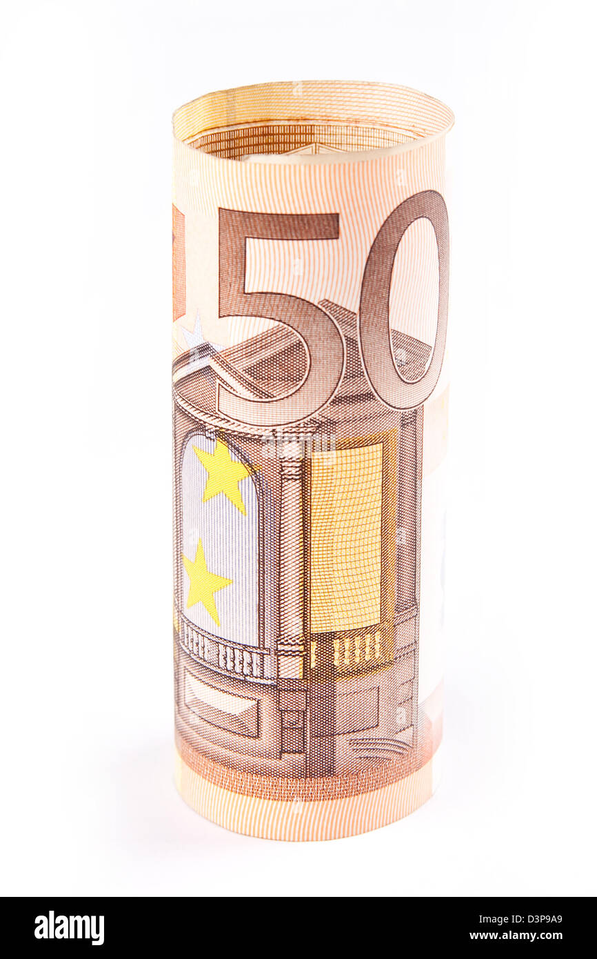 Close-up of 50 euro banknote isolated on white background Stock Photo ...
