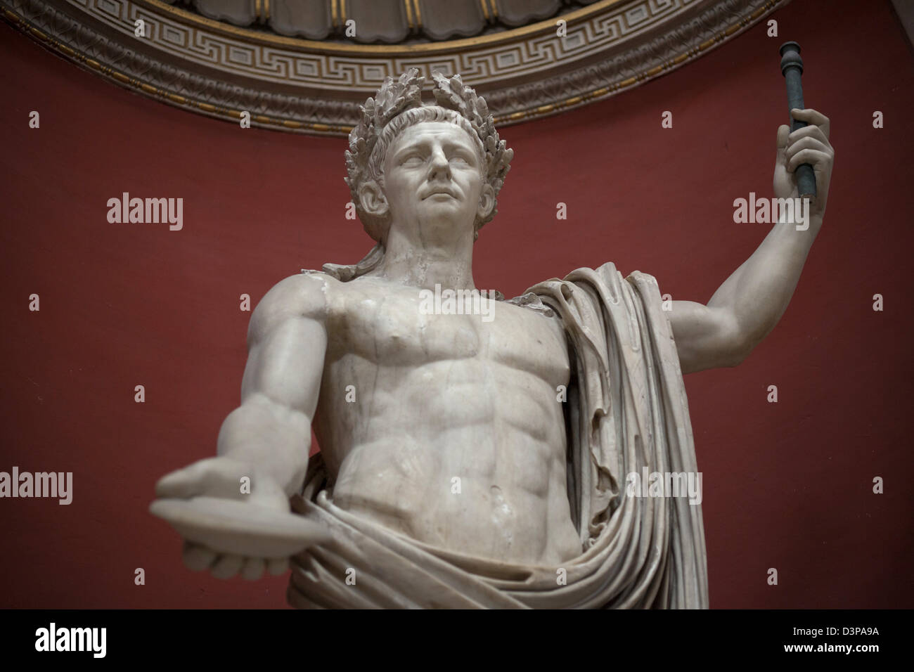 Giant statue of a Roman emperor on display in the Vatican museum in ...