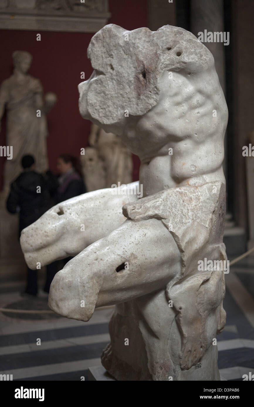 Ancient sculpture of a powerful male torso on display in the Vatican ...