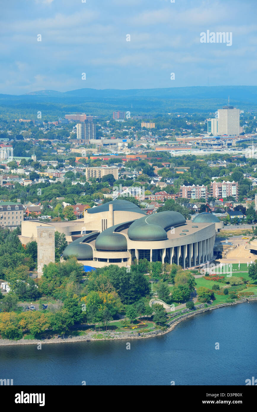 Ottawa cityscape in the day over river with historical architecture ...
