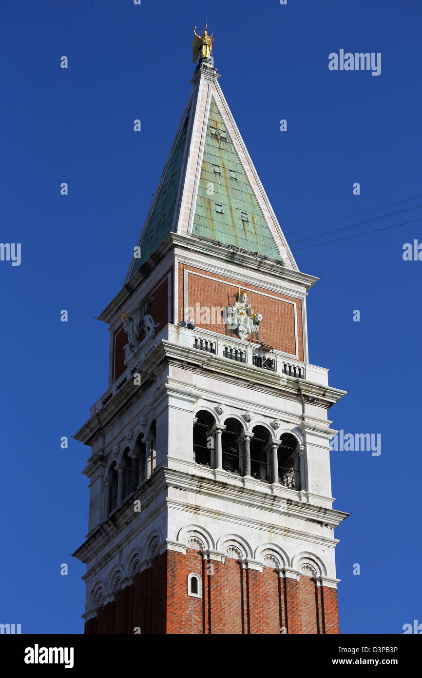The Campanile, Bell Tower, in St. Mark's Square, Piazza San Marco, in ...
