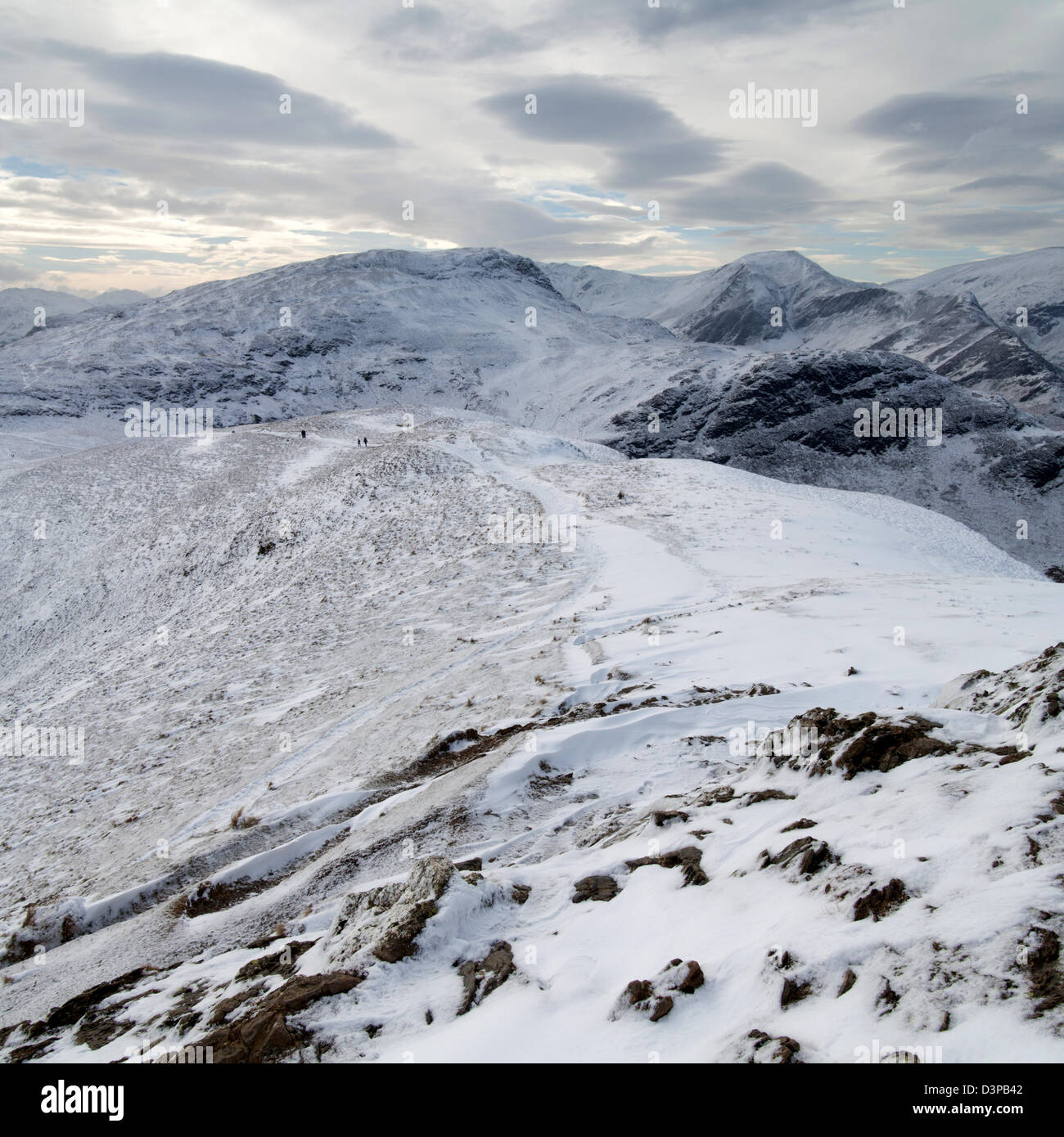 Winter with snow on the fells, Catbells, Derwenwater Lake District ...