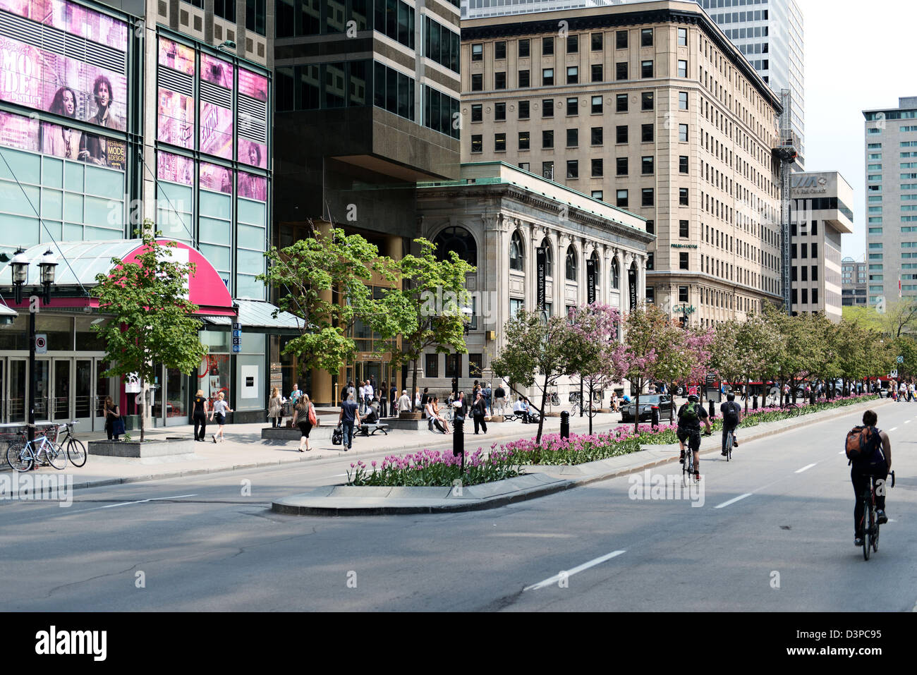 Downtown Spring scene on McGill Avenue in Montreal, Quebec Stock Photo ...