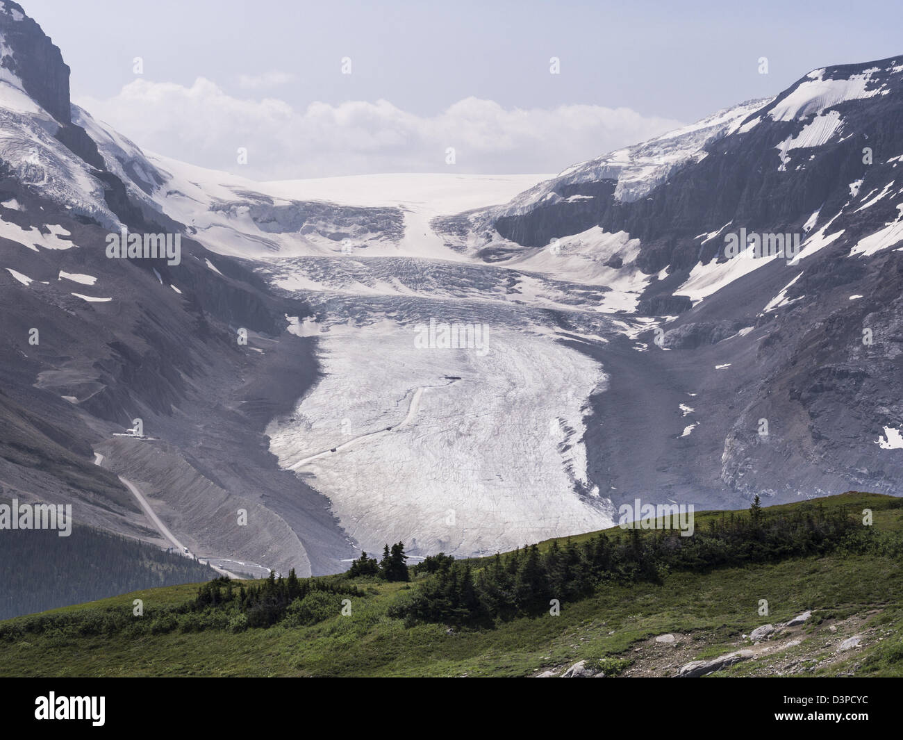 Columbia Ice Fields From Above. The great tongue of ice with tiny ...