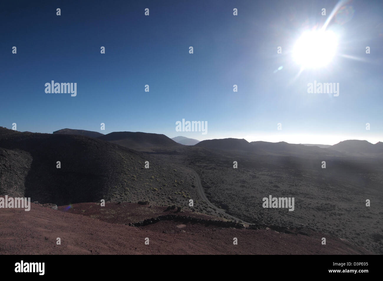 old dried lava flow fields in timanfaya, lanzarote spain Stock Photo ...