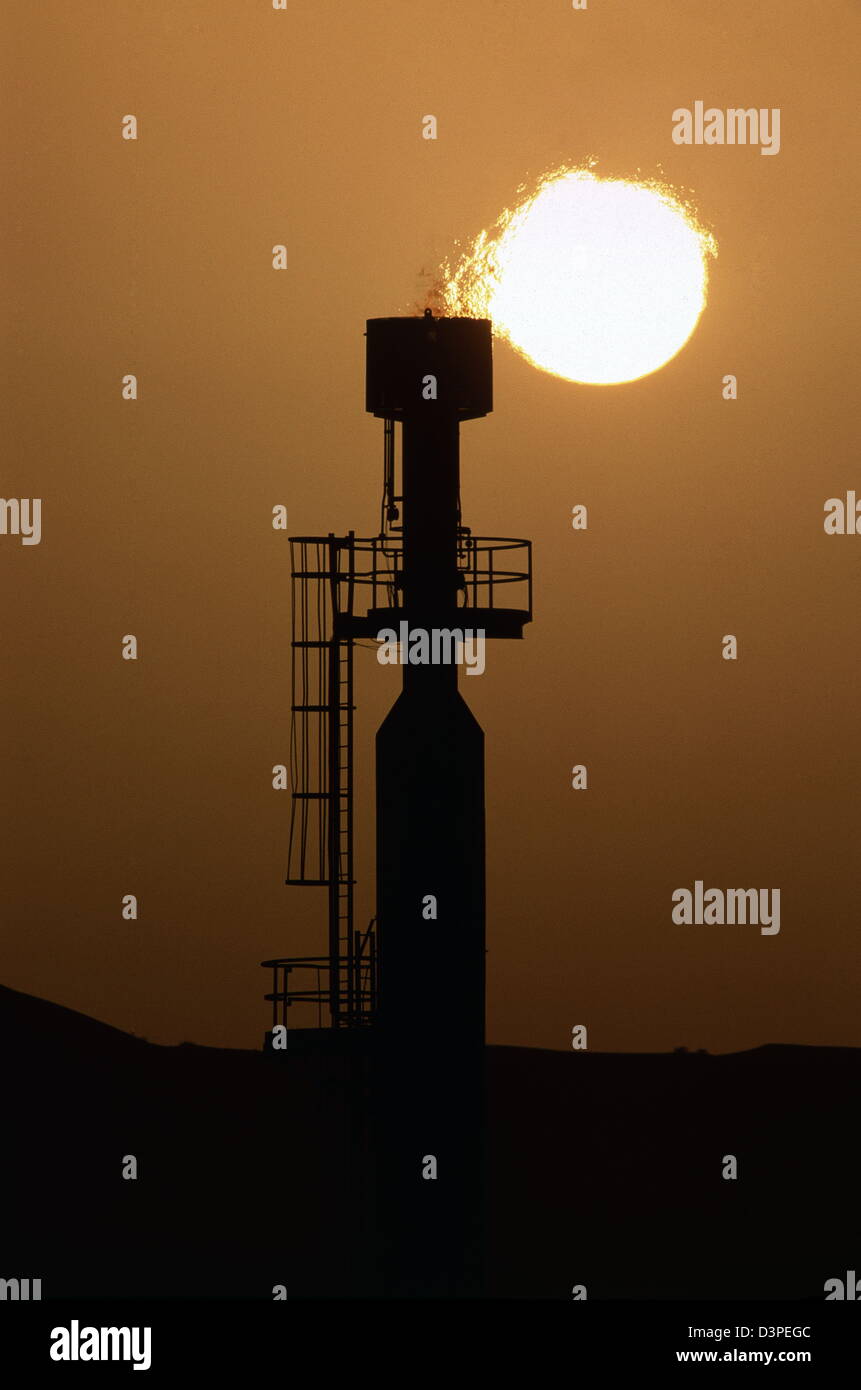 A gas flare at the Shaybah Gas Oil Separation Plant (GOSP), owned and ...