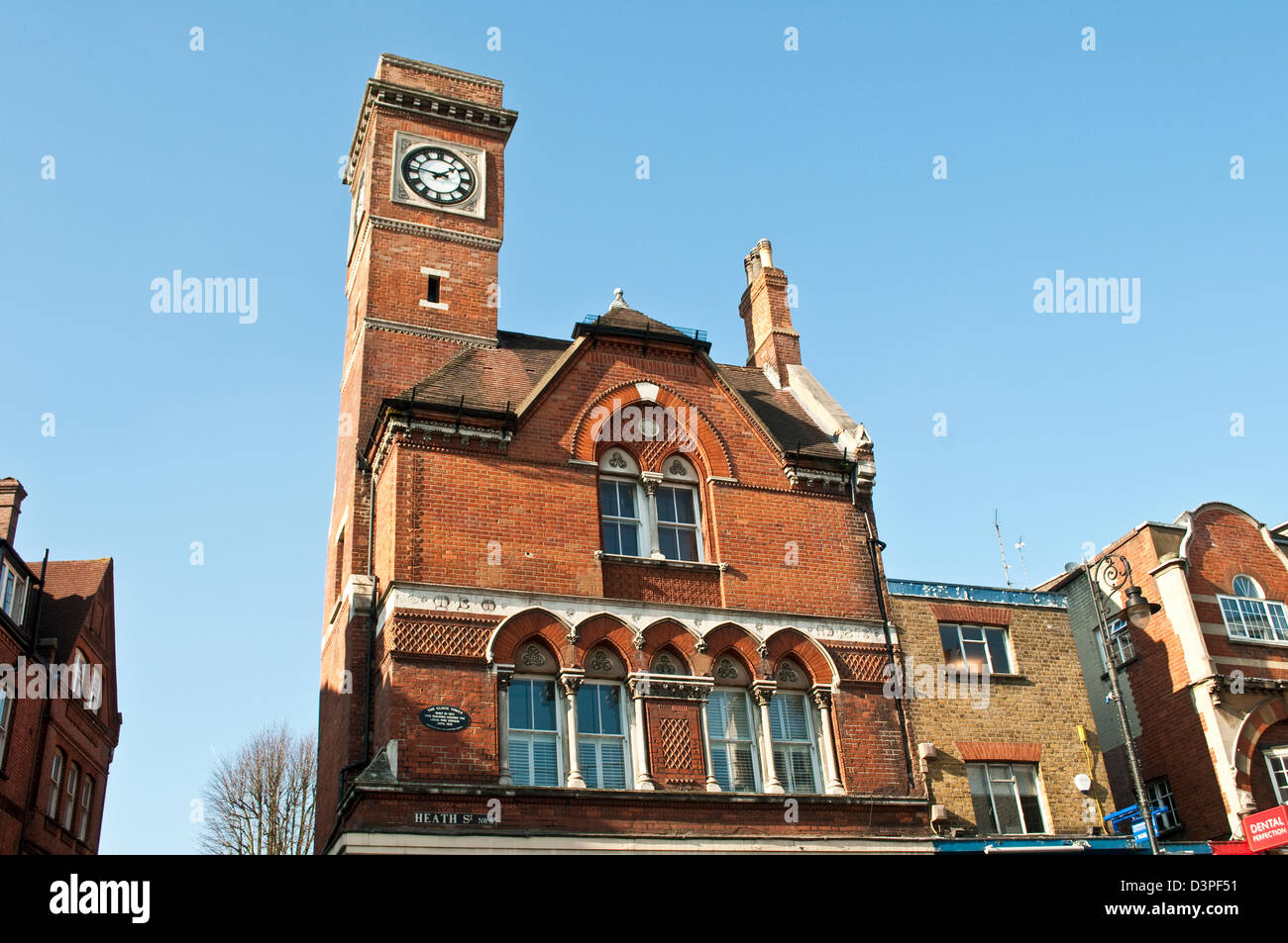 Red brick clock tower gothic style clock tower hi-res stock photography ...