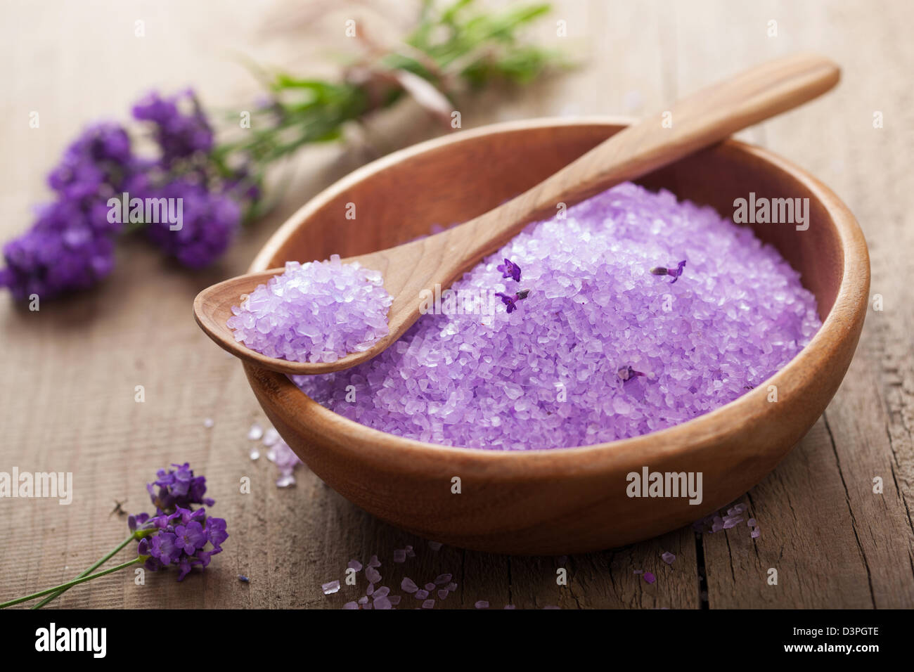lavender salt for spa Stock Photo - Alamy