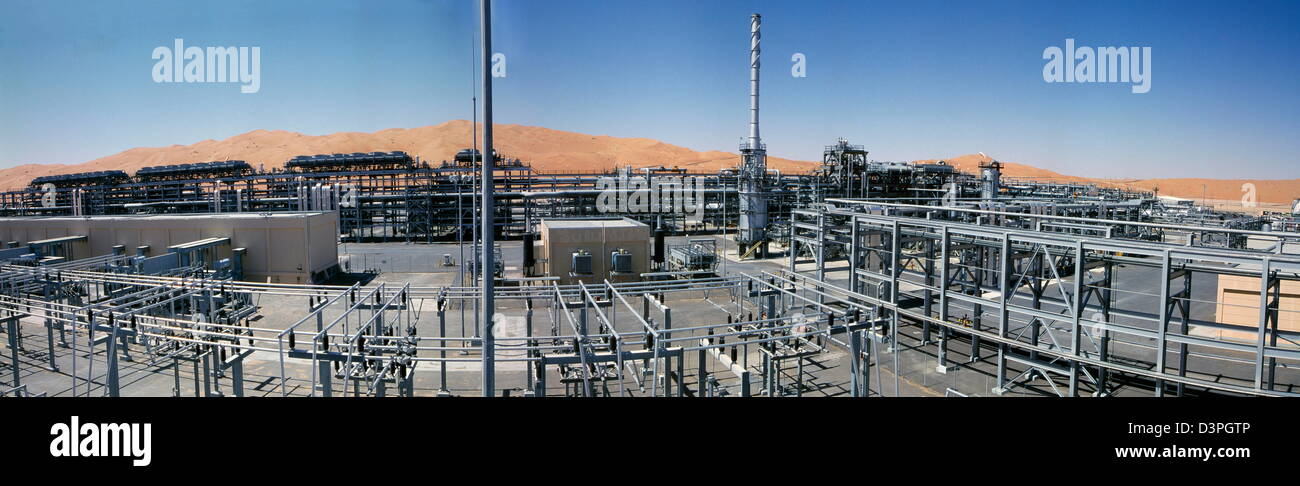 A panorama of the Shaybah Gas Oil Separation Plant (GOSP), a major gas and oil production ...