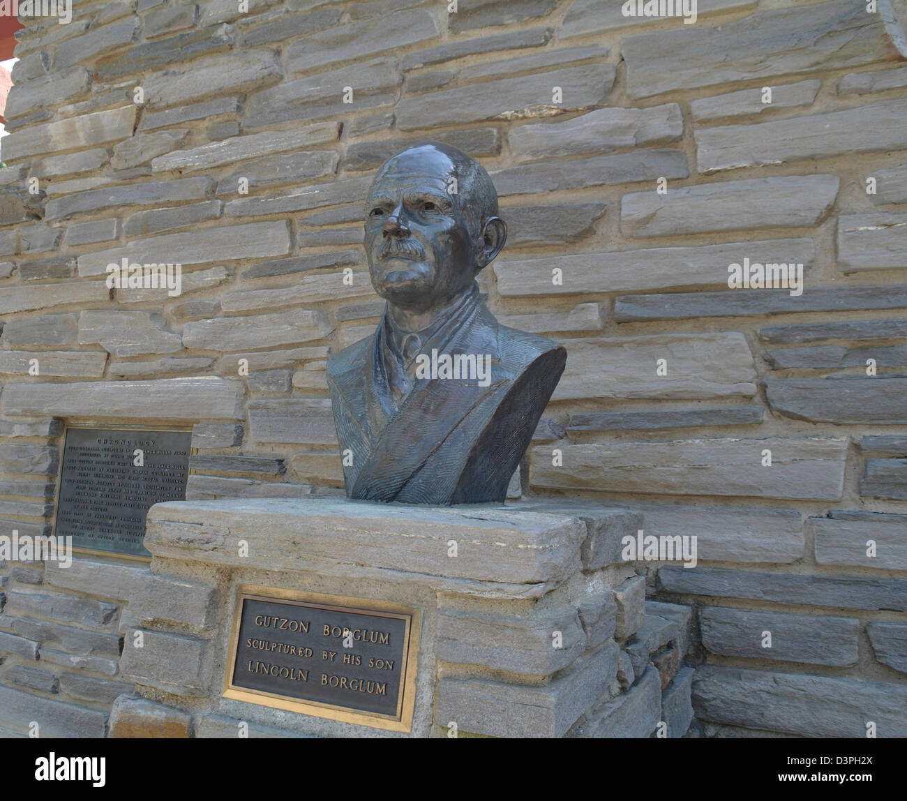 Bronze bust Gutzon Borglum, stone plinth Sculptor's Studio, Mount ...