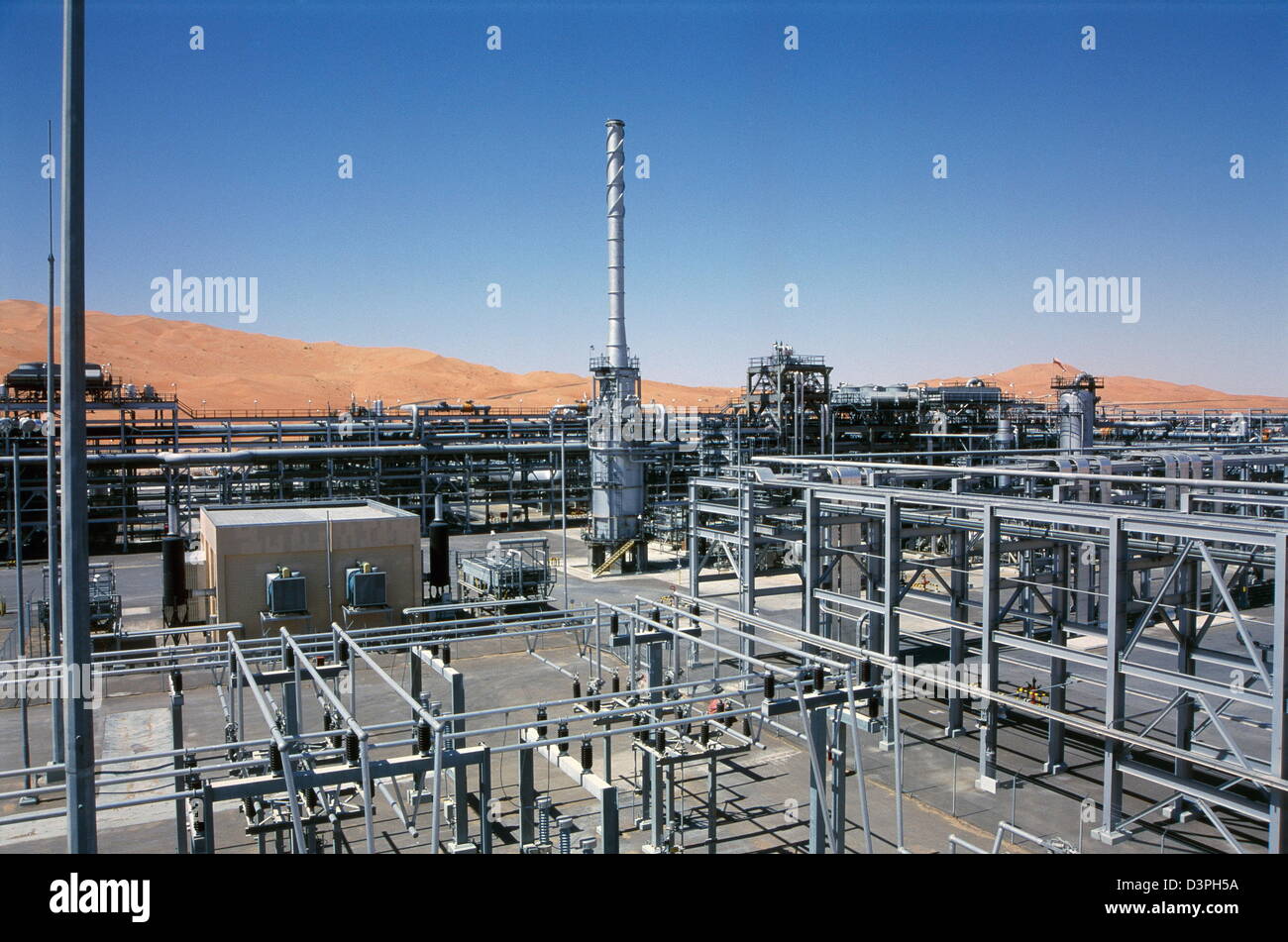 A panorama of the Shaybah Gas Oil Separation Plant (GOSP), a major gas ...