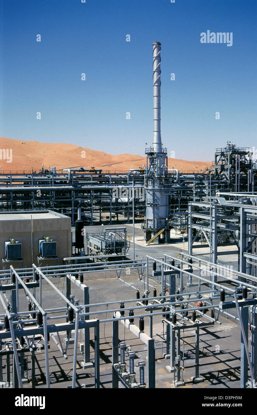 A panorama of the Shaybah Gas Oil Separation Plant (GOSP), a major gas ...