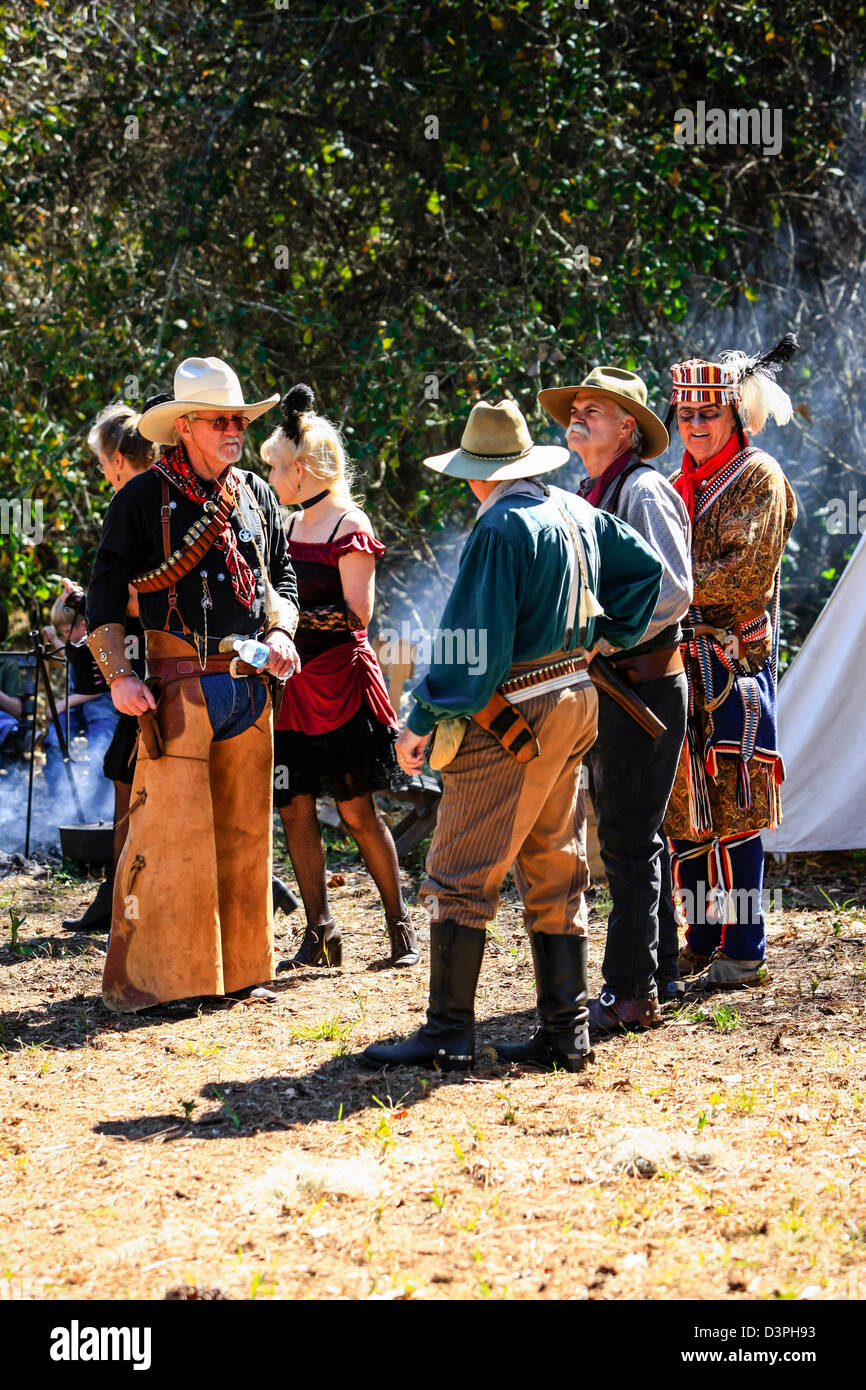 Wild West Living history actors portray hookers and cowboys at a camp ...