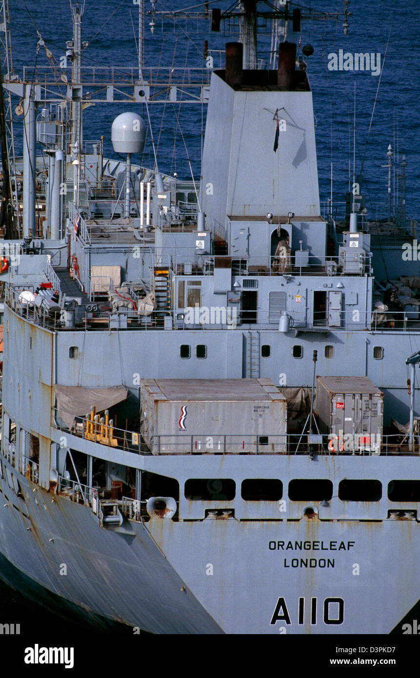 The RFA Orangeleaf (A110), a Leaf-class fleet support tanker of the ...