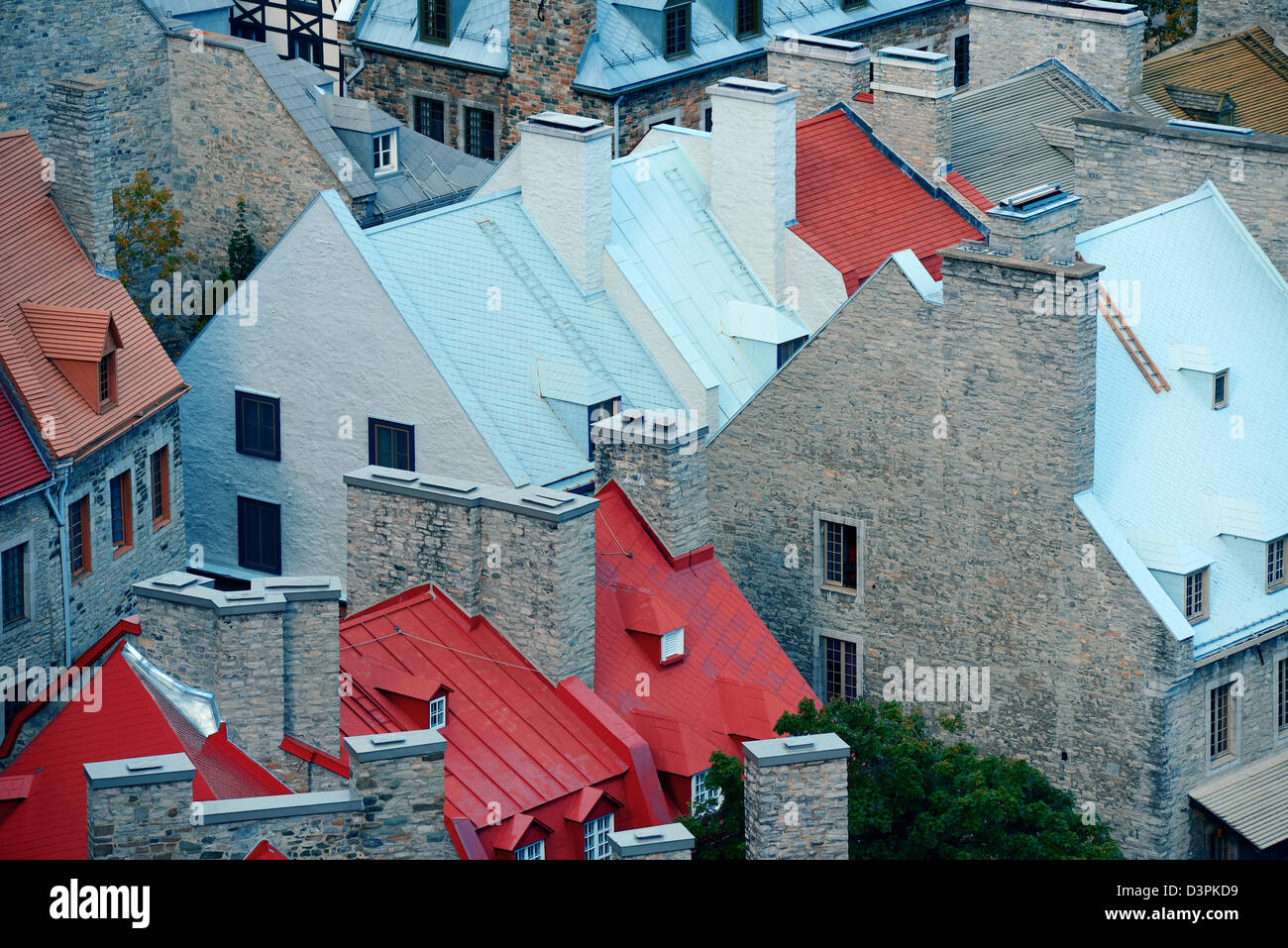 Colorful old roof of architecture in Quebec City Stock Photo - Alamy