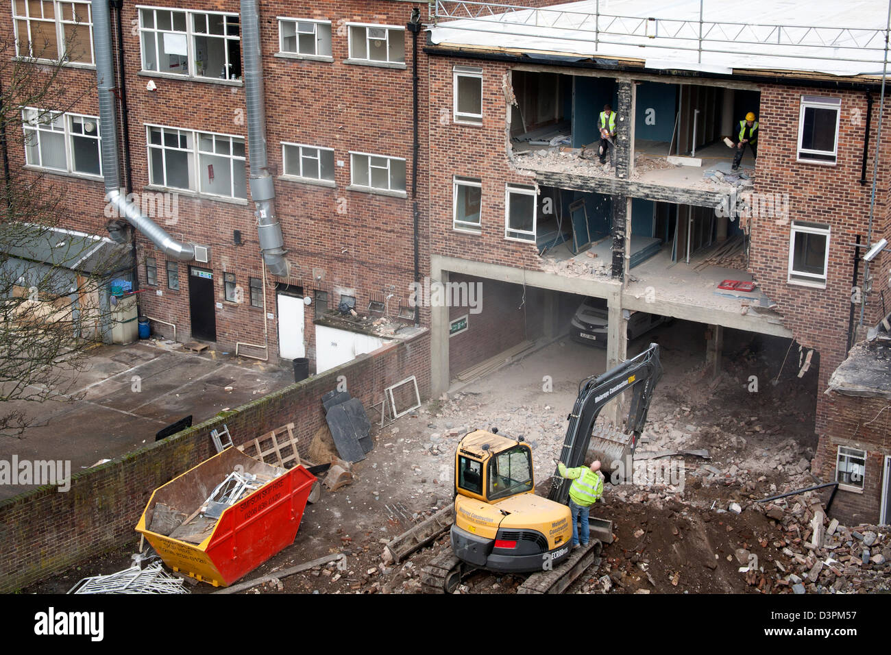 The demolition of an sixties office block Chiswick High Road, Chiswick ...