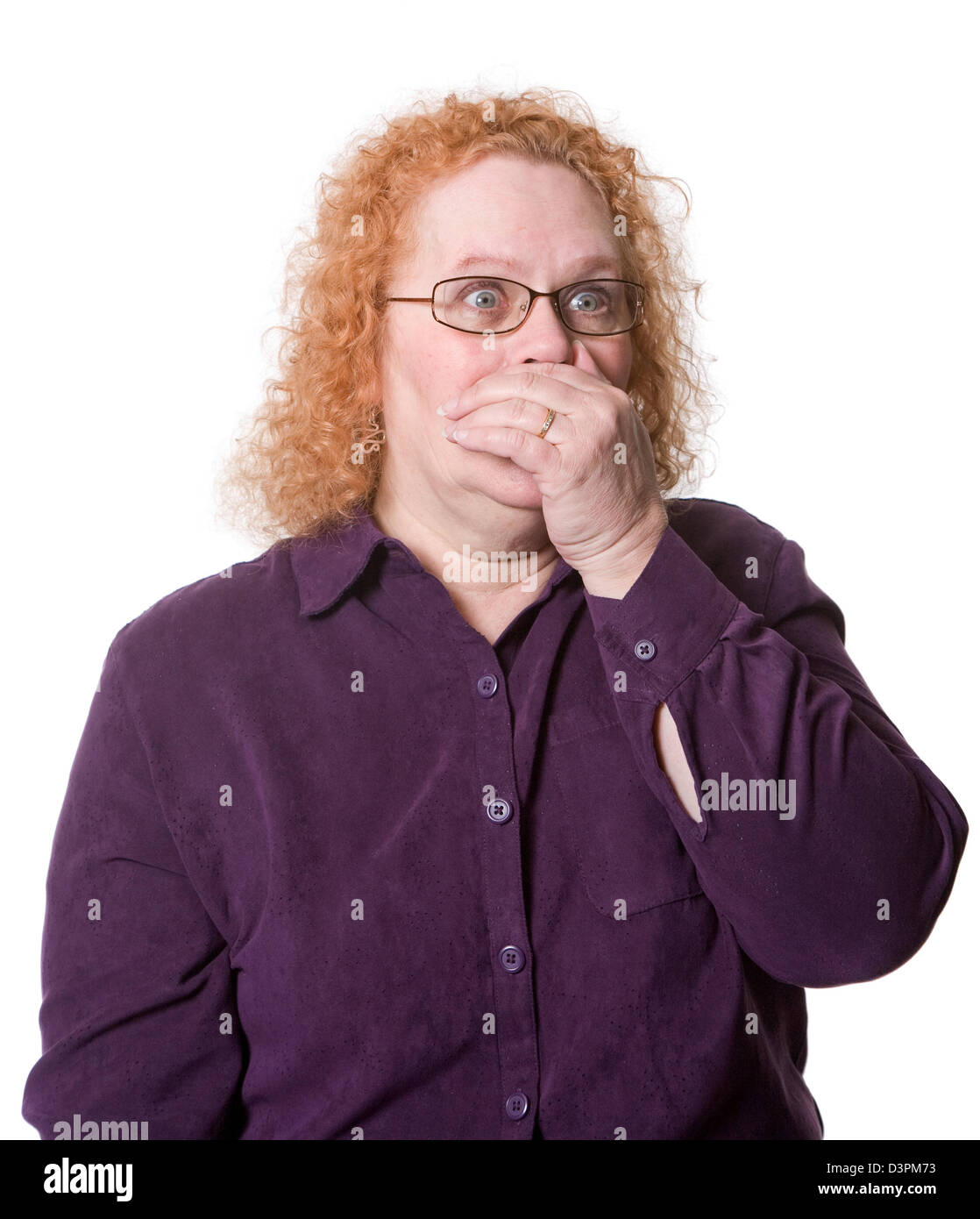 Woman hand covering mouth glasses hi-res stock photography and images ...