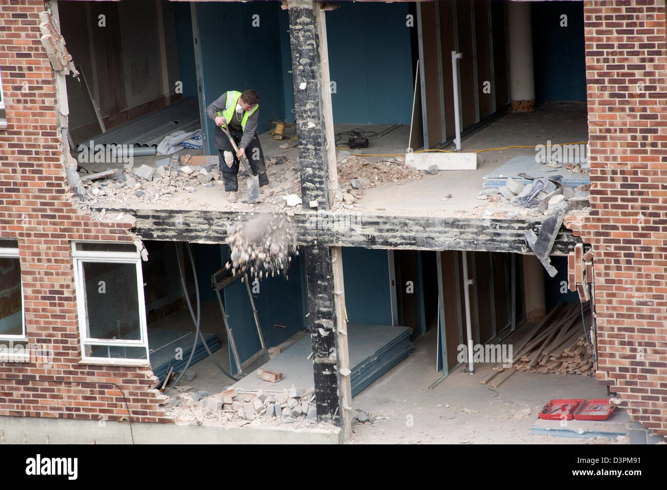 The demolition of an sixties office block Chiswick High Road, Chiswick ...