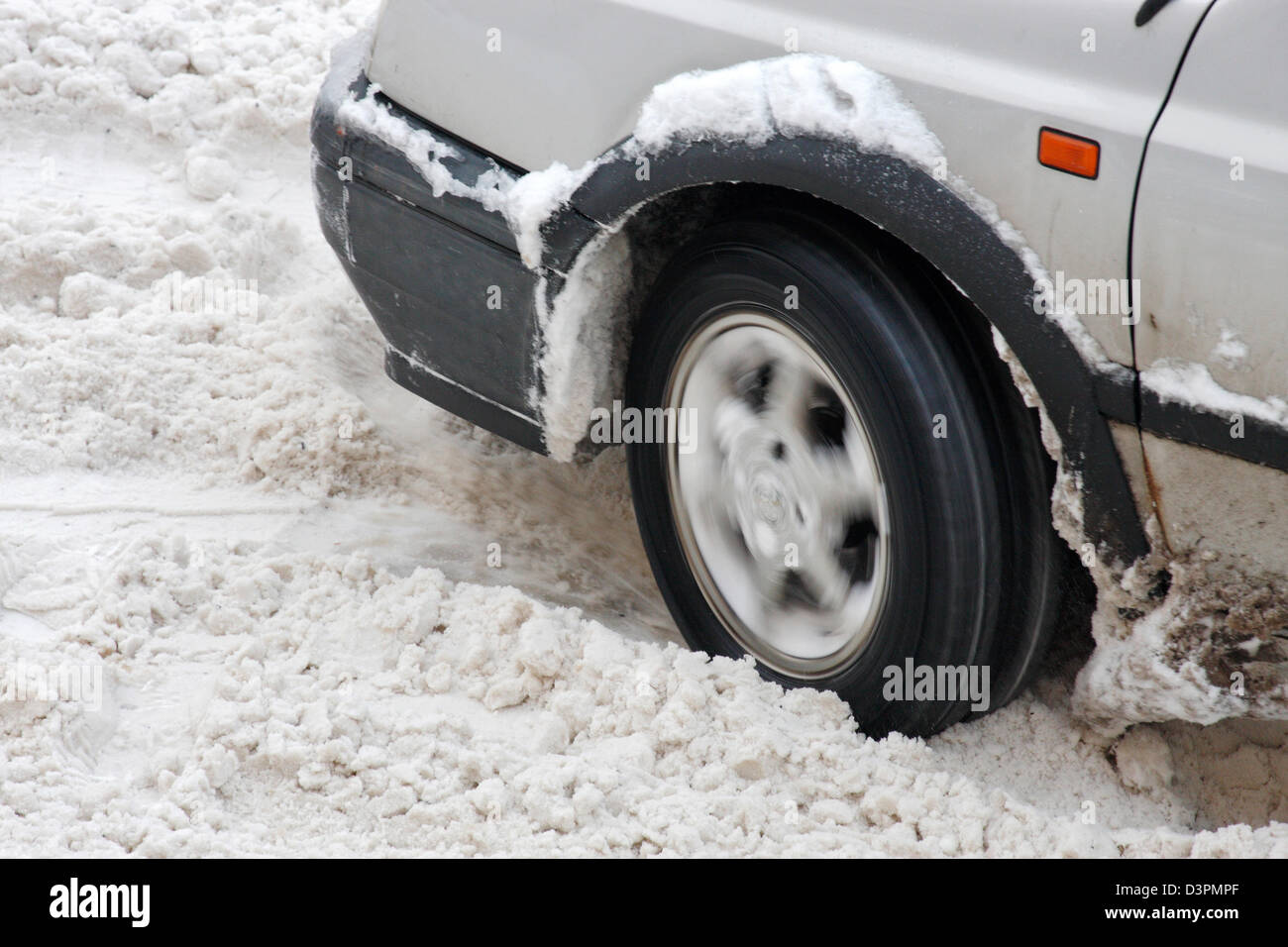 Leipzig, Germany, of spinning tires in the snow Stock Photo - Alamy