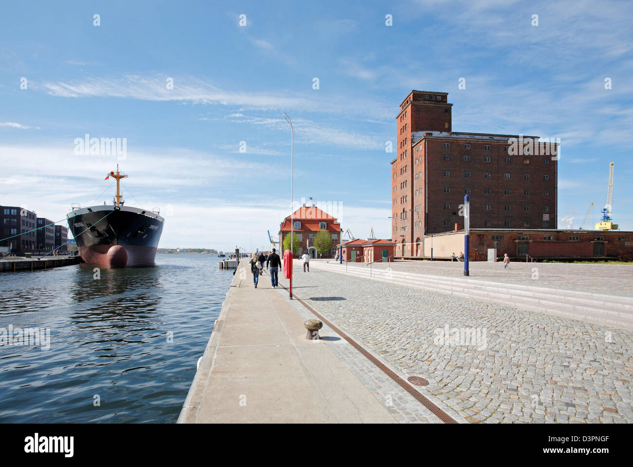 Wismar, Germany, the container feeder MV Driever in the port of Wismar ...