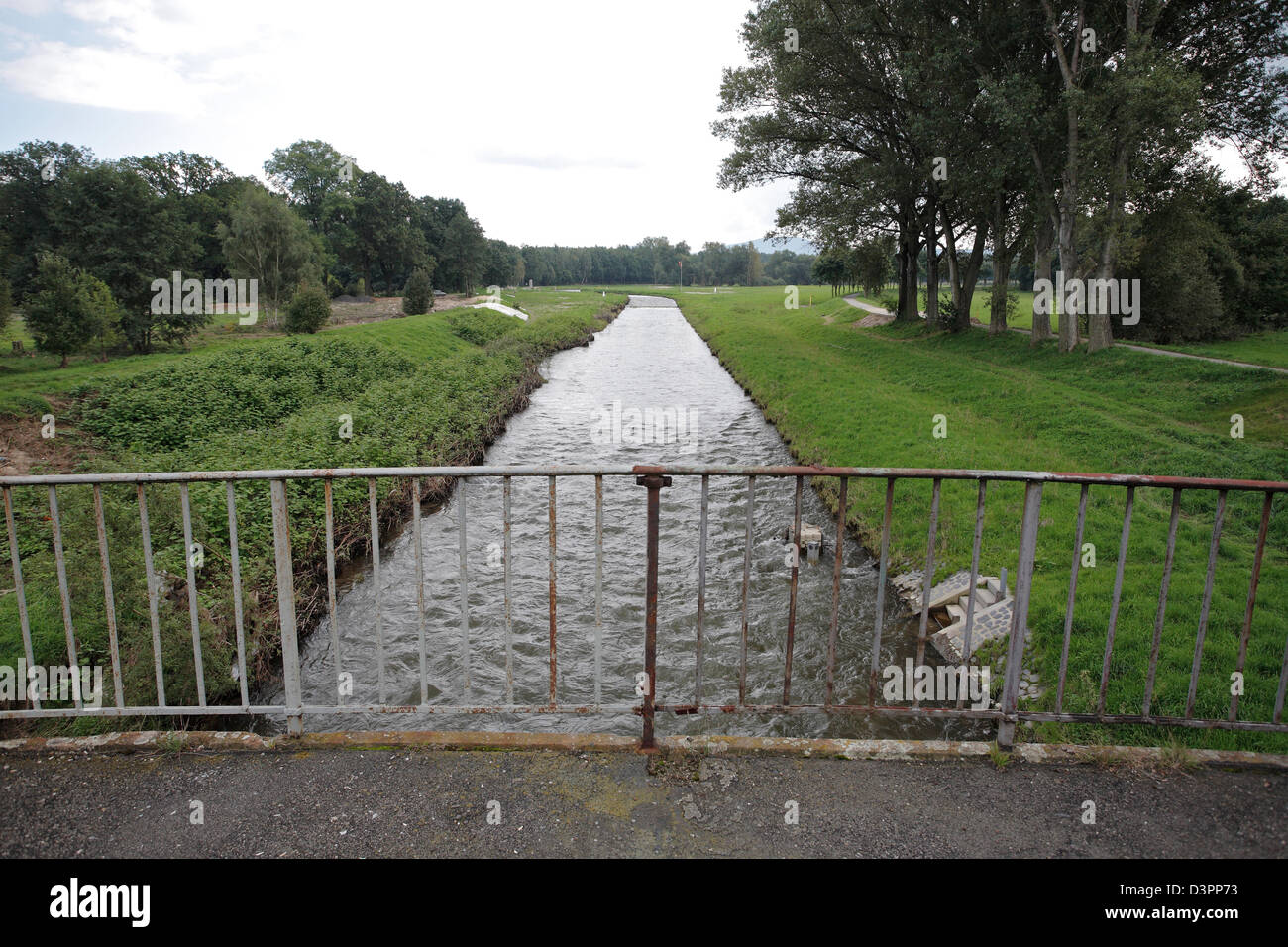 Zittau, Germany, overlooking the Neisse of the bridge on Dreilaendereck ...