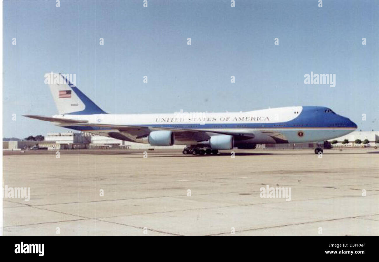 This image features Air Force One, the official presidential aircraft ...