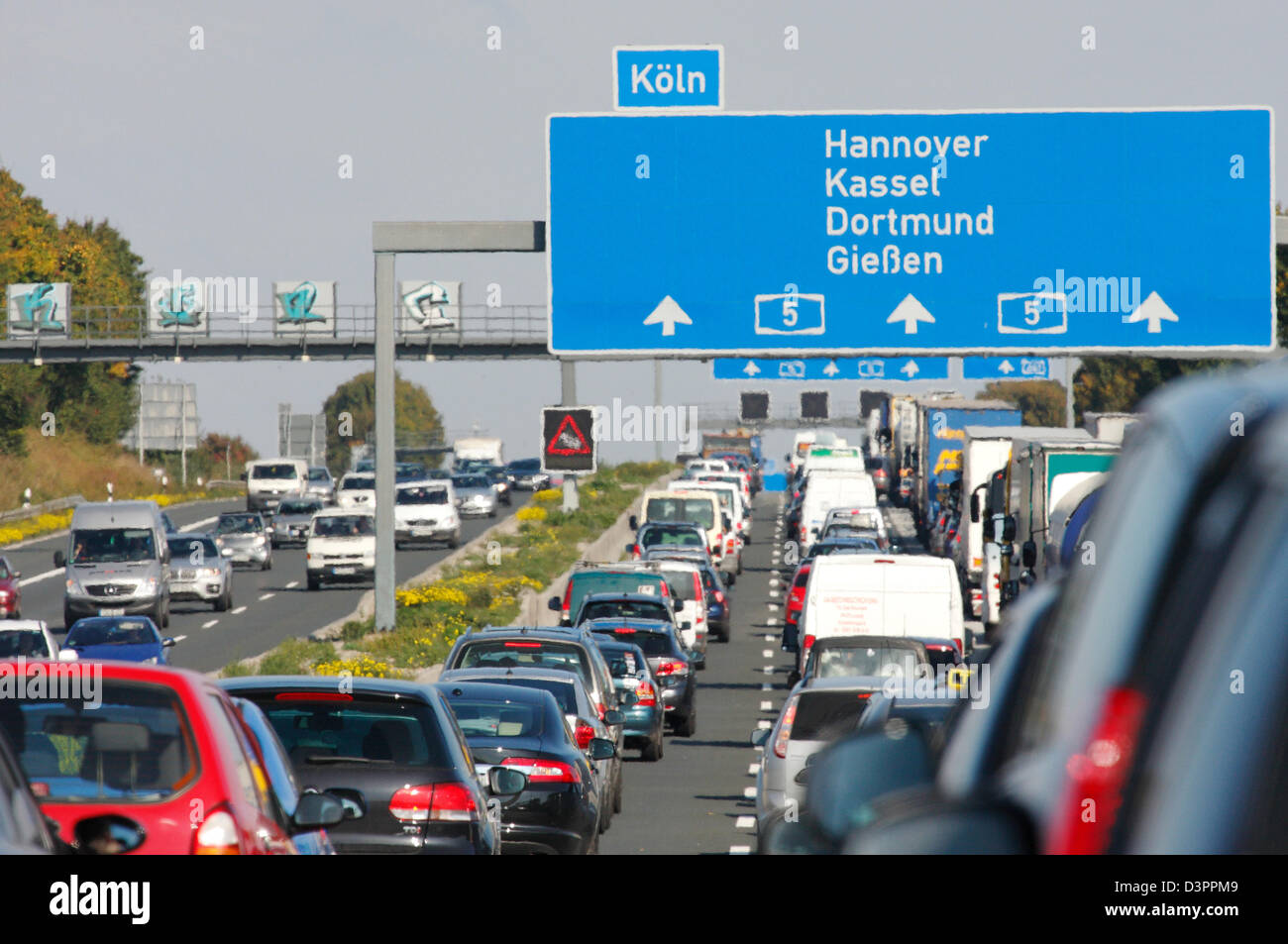 Frankfurt am Main, Germany, a traffic jam on the motorway A5 Stock ...