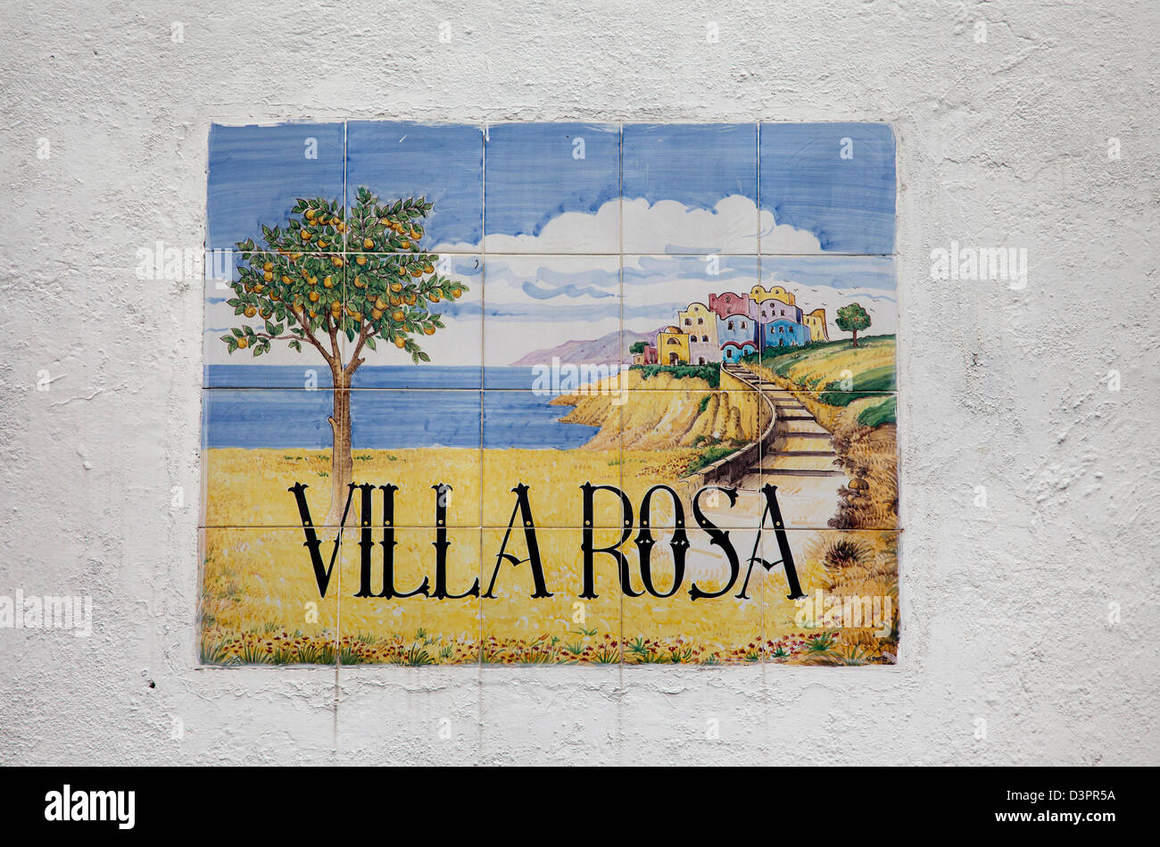 Tile sign in the city of Positano along the spectacular Amalfi Coast ...
