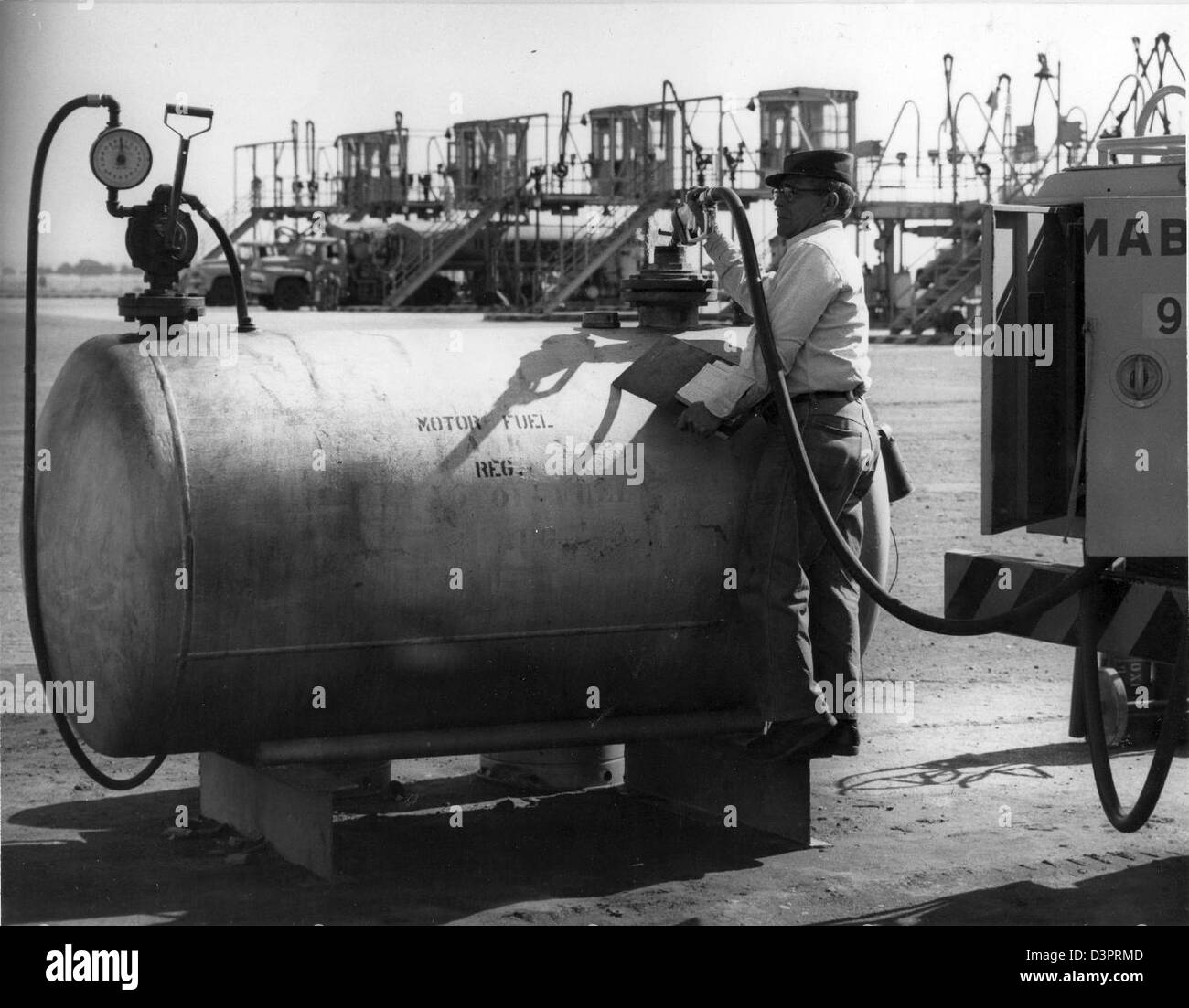 A historical image showing the base fuel farm at NASNI, North Island ...