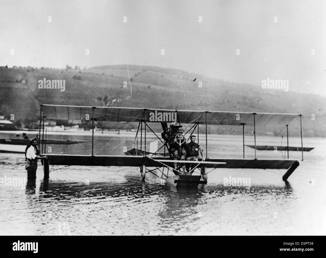 The Curtiss Triad, an early biplane floatplane, was flown by naval ...