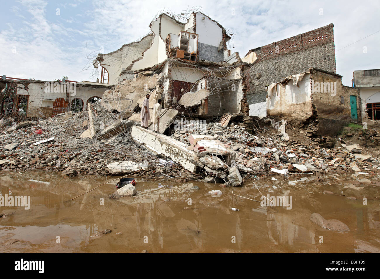 Mingora, Pakistan, destroyed house on the banks of River Swat Stock ...