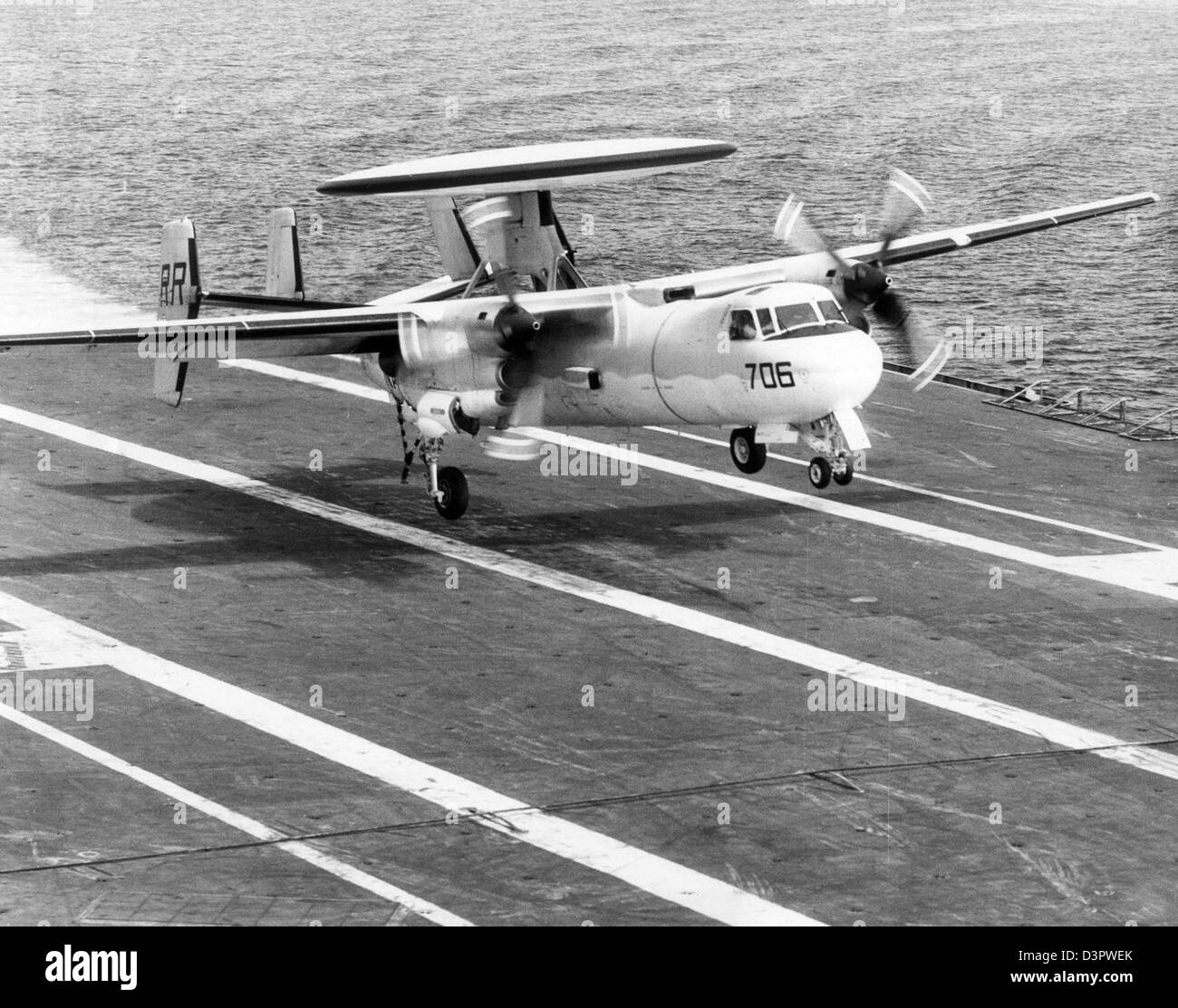 The Grumman E-2A Hawkeye is an early model of the U.S. Navy's carrier ...