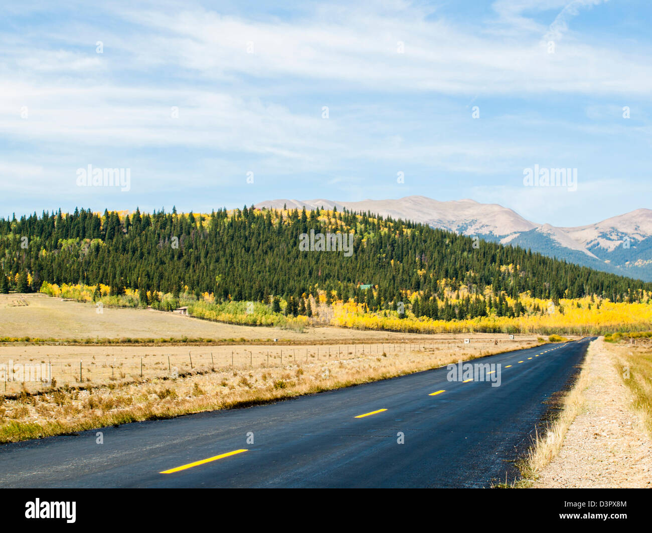 Newly paved road on autumn day in Colorado Stock Photo - Alamy