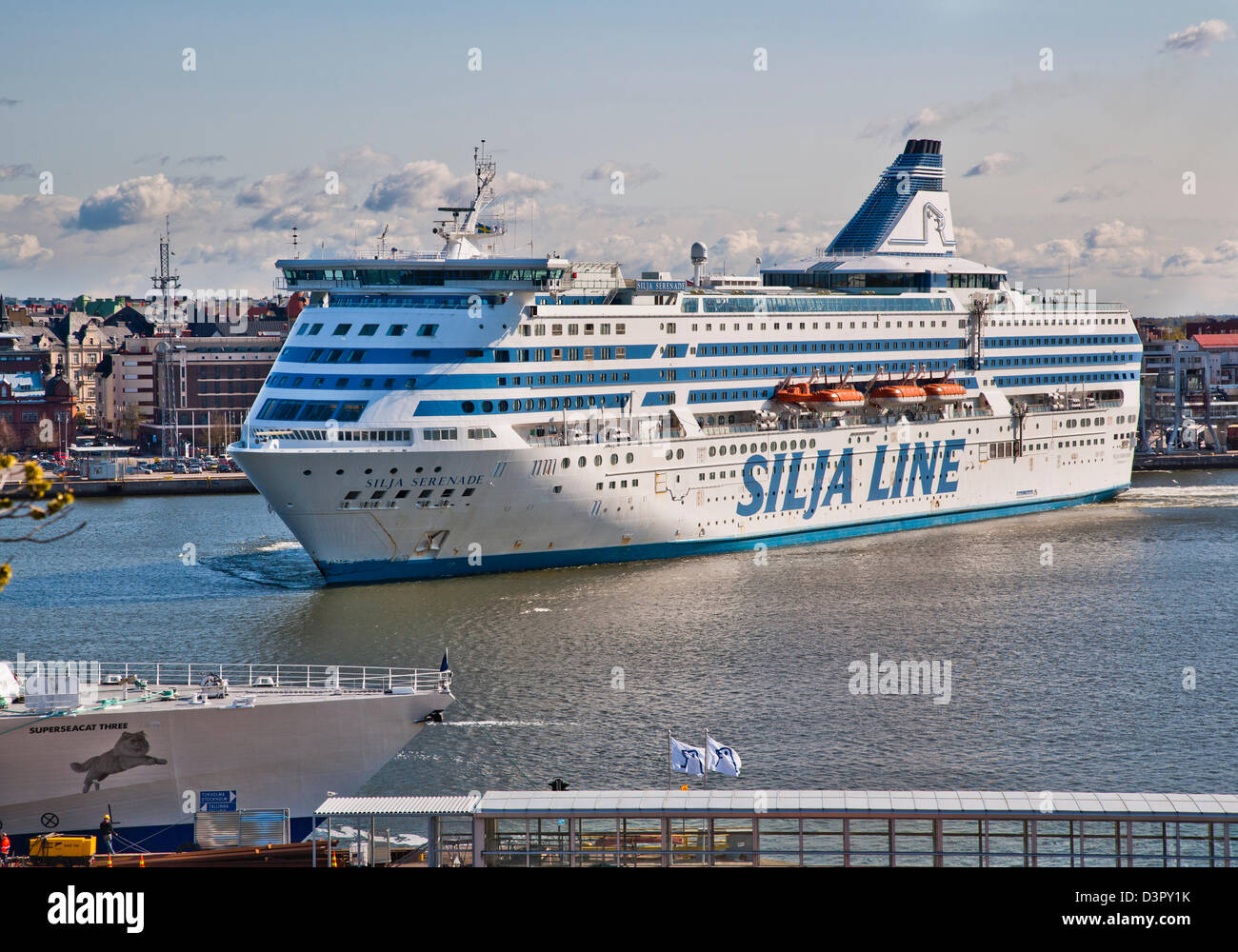 Finland, Helsinki, cruise liner 'Silja Serenade' at Helsinki Harbour ...