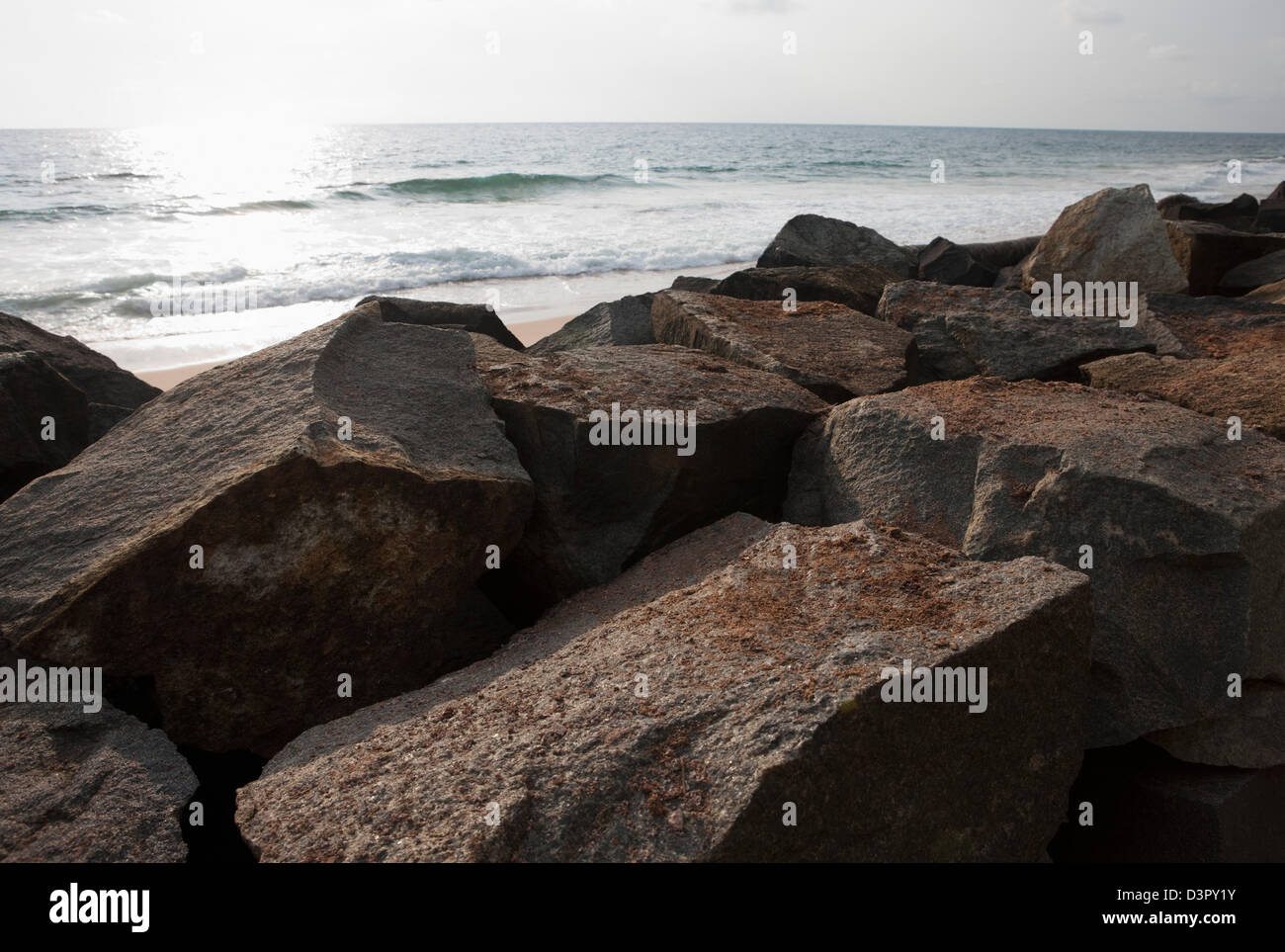 Rocks on the beach, Arabian Sea, Kerala, India Stock Photo - Alamy