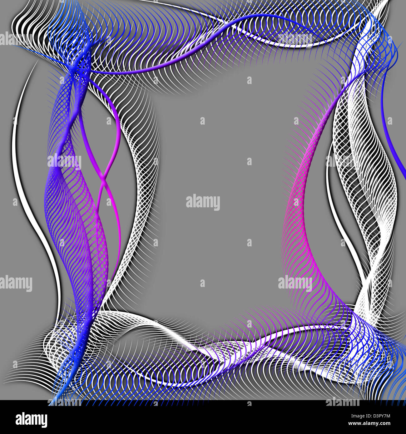 Abstract silhouette colorful frame of wavy patterns isolated on a black ...