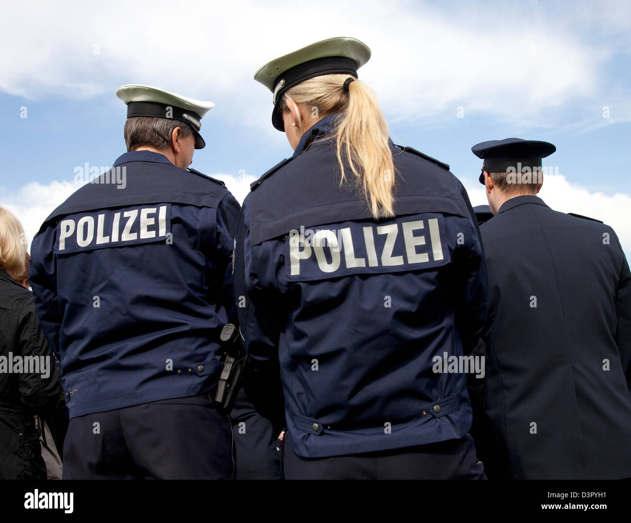 Duesseldorf, Germany, police officers with the new blue uniform Stock ...