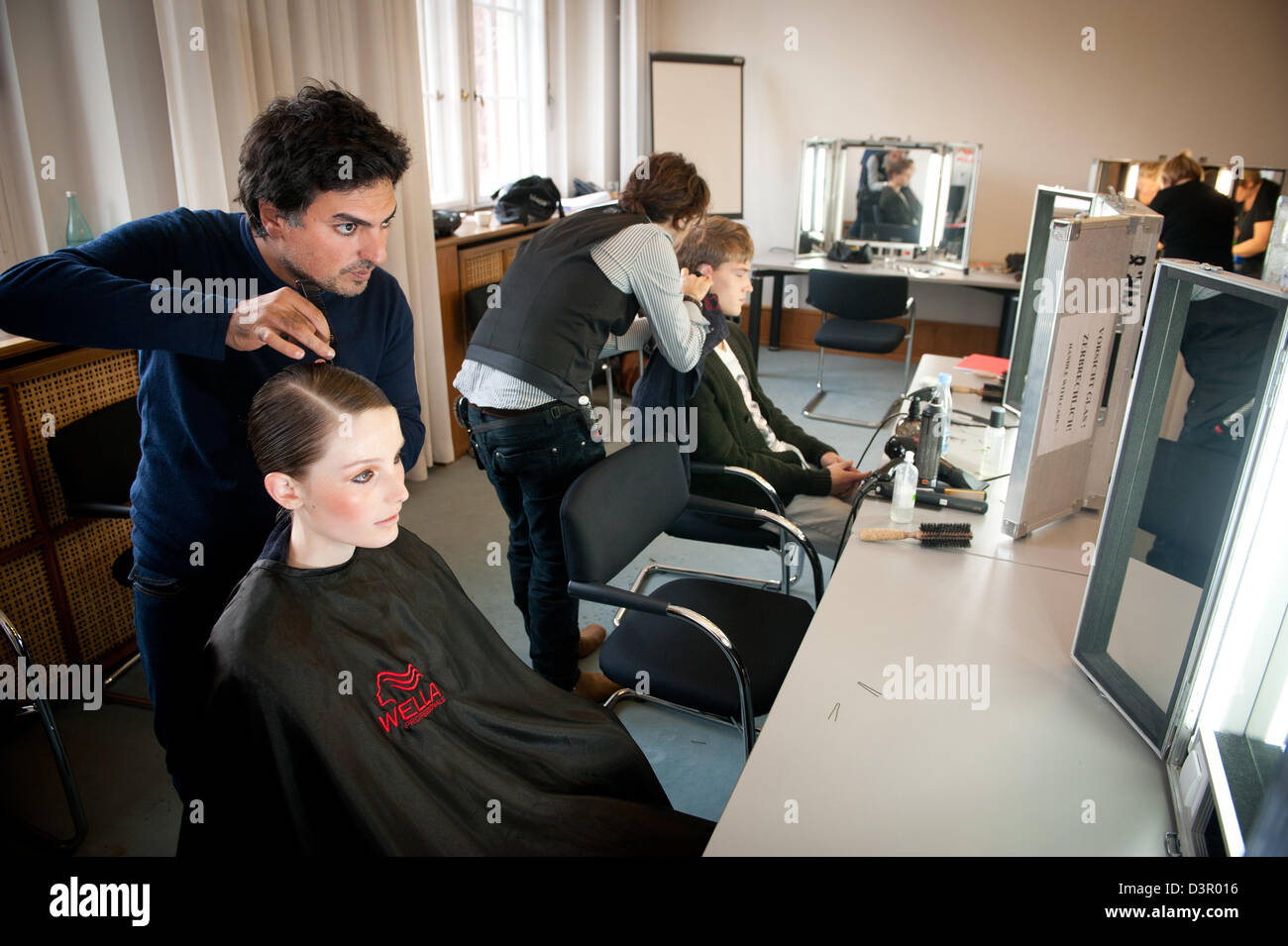 Berlin, Germany, Wella stylists profession prepare a model for the ...