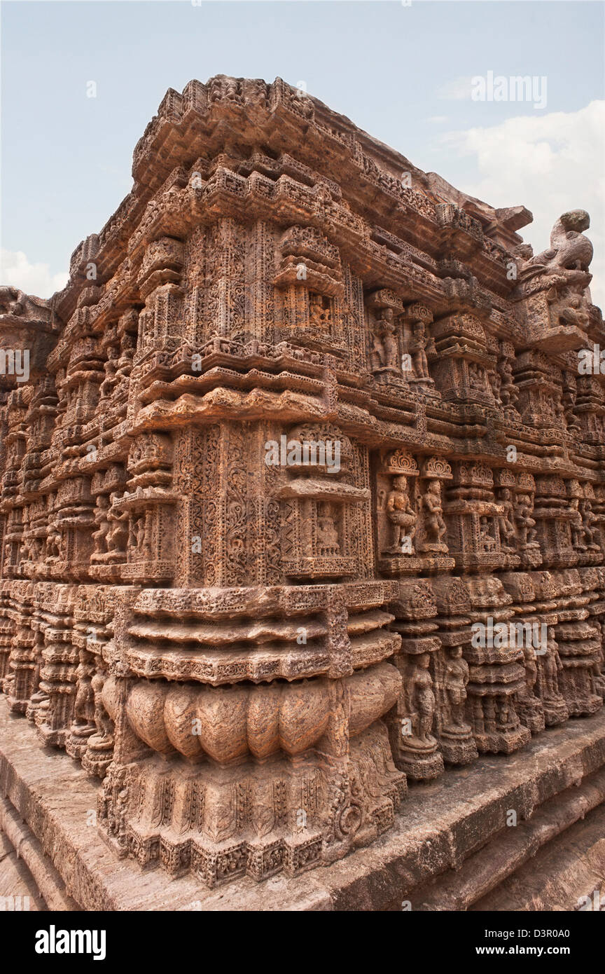 Carving details on a temple, Konark Sun Temple, Puri, Orissa, India ...