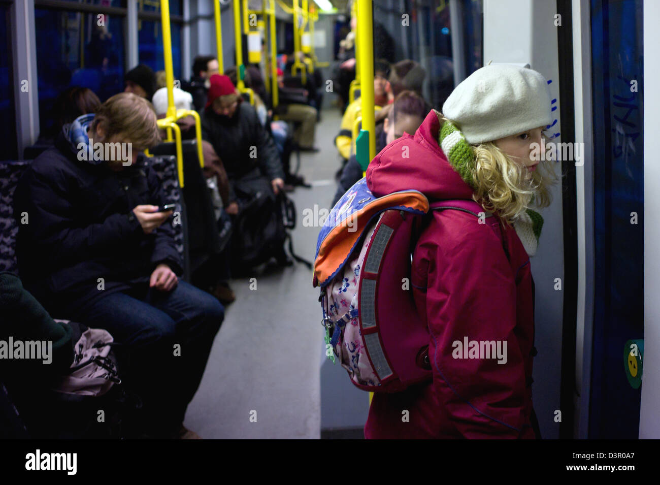 Berlin, Germany, a child to school in a tram Stock Photo - Alamy
