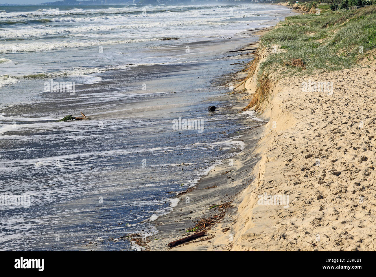Beach erosion after storm activity Gold Coast Australia, pristine sandy ...
