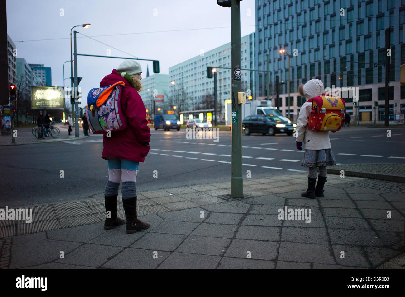 Berlin, Germany, a child to and from school at a crossroads Stock Photo ...