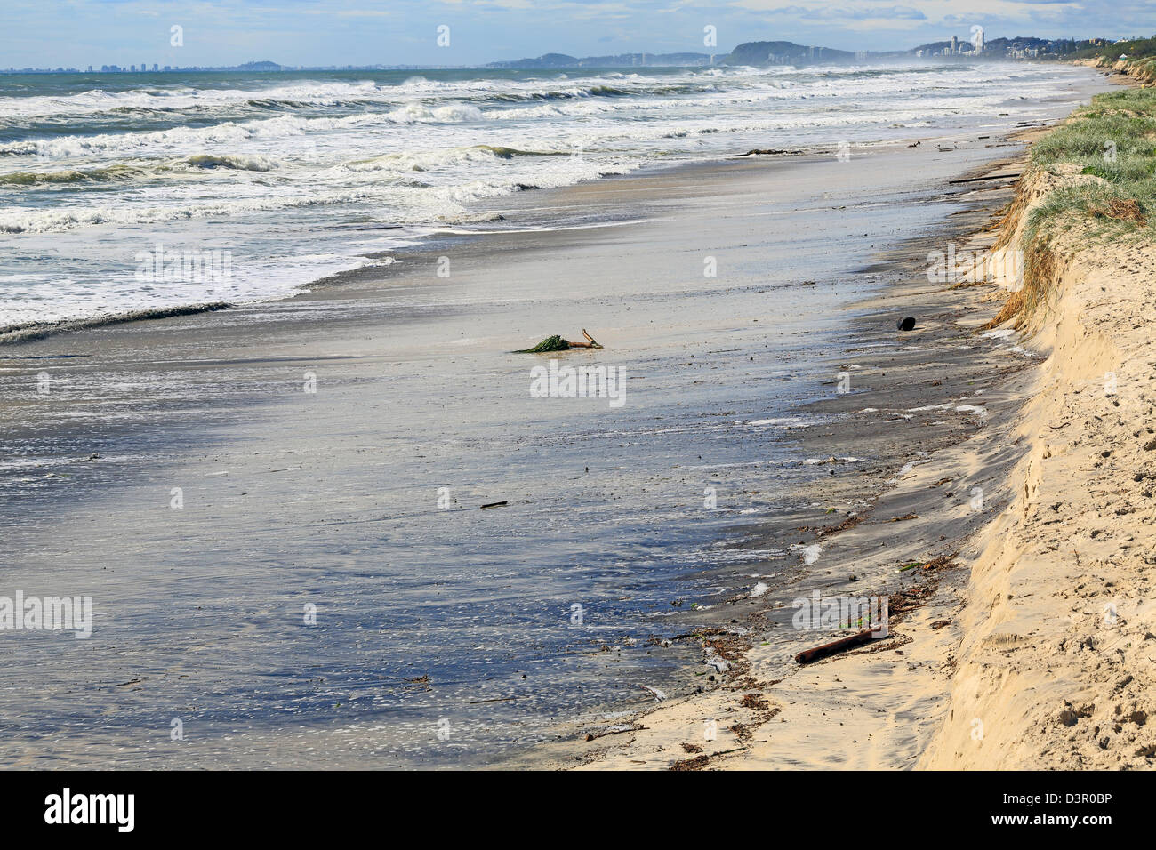 Beach erosion after storm activity Gold Coast Australia, pristine sandy ...