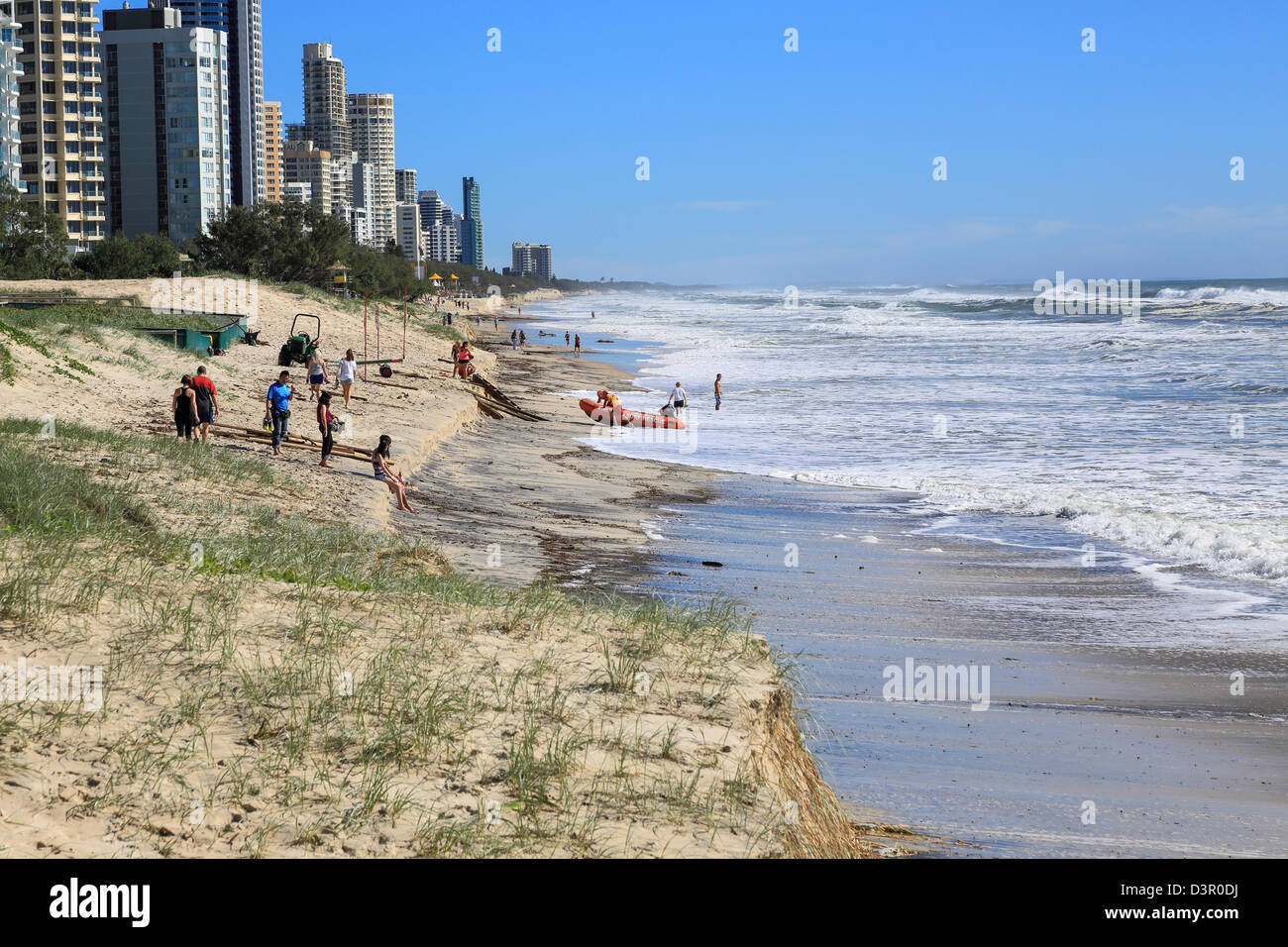 Beach erosion after storm activity Gold Coast Australia, pristine Stock ...