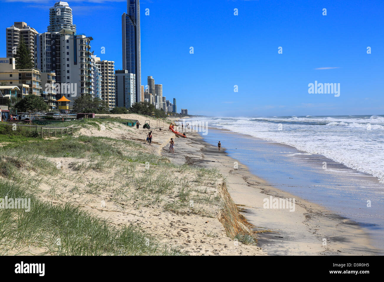 Beach erosion after storm activity Gold Coast Australia, pristine sandy ...