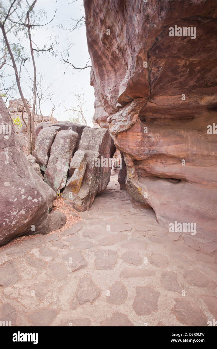 Rock shelter at an archaeological site, Bhimbetka Rock Shelters, Raisen ...
